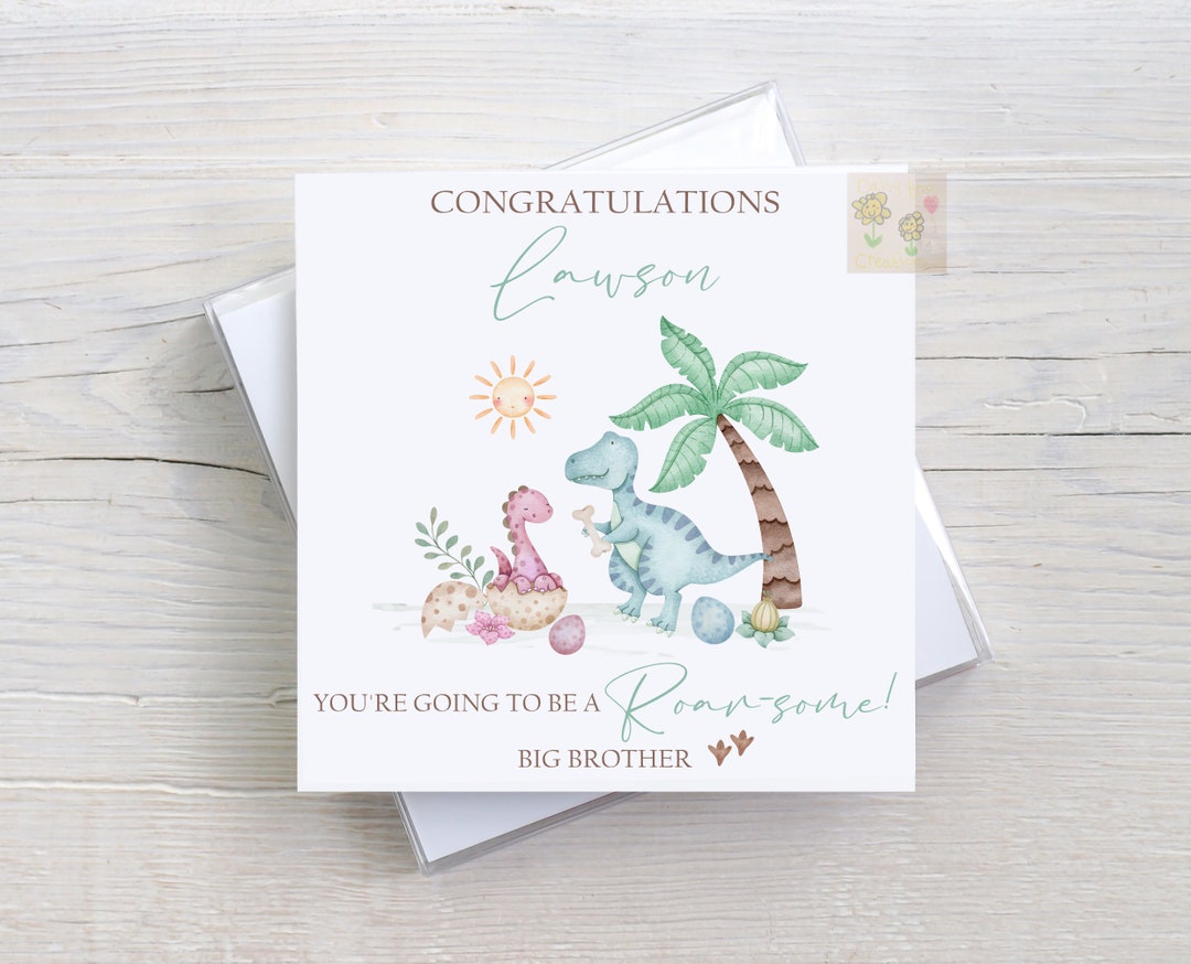 Personalised New Big Brother Card, roar-some Dinosaur Card, Big Brother ...