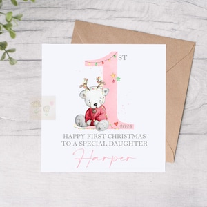 Baby's First Christmas Card, First Christmas Card for Baby Girl ...