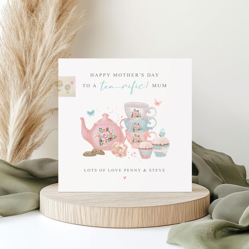 Personalised Tea..rific Design Mother's Day Card: Floral Afternoon ...