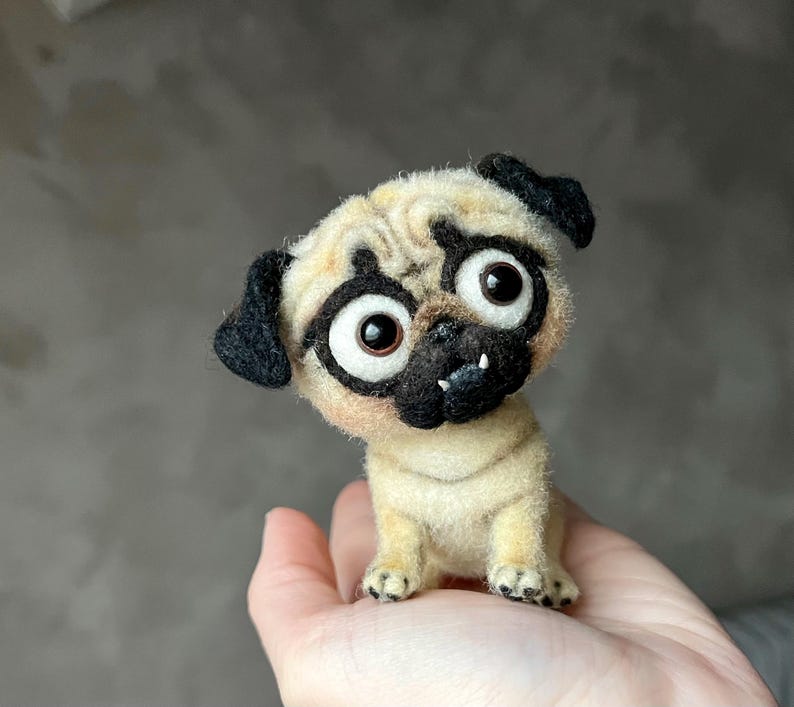 Funny Pug. Needle Felted Toy. Collection Wool Doll. OOAK Artdoll for ...