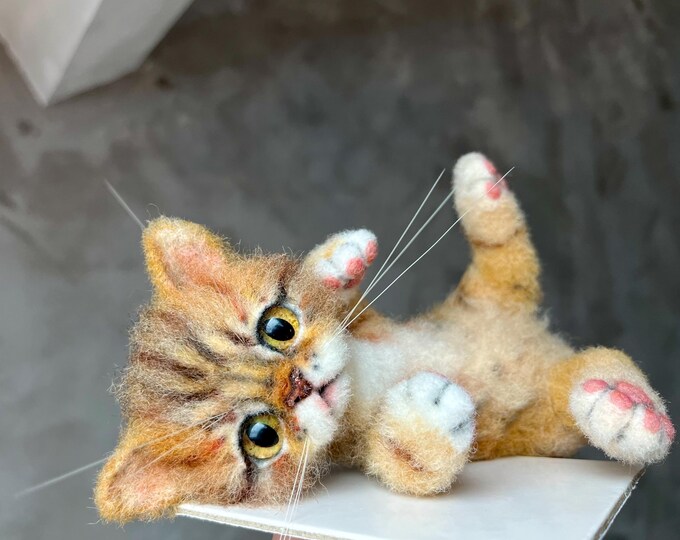 Realistic Felted Kitten. Collection Cute Cat. Wool Felting Toy. Needle ...
