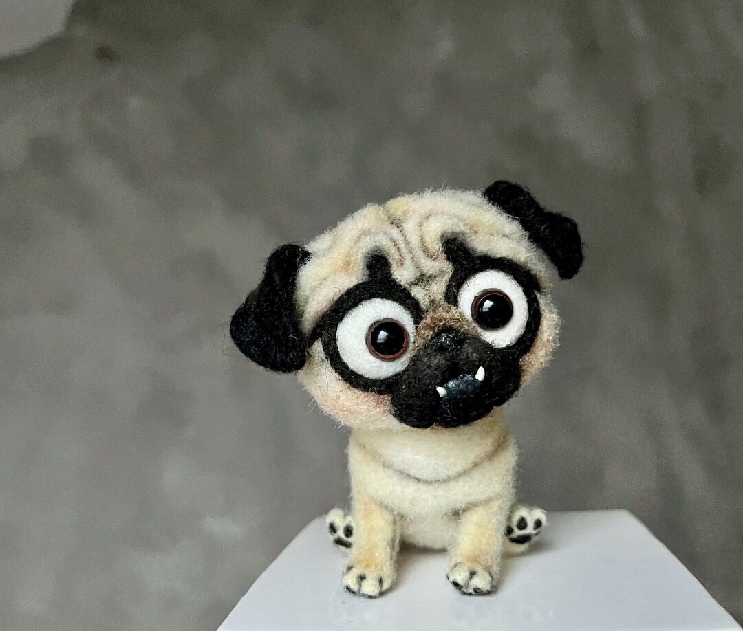 Funny Pug. Needle Felted Toy. Collection Wool Doll. OOAK Artdoll for ...