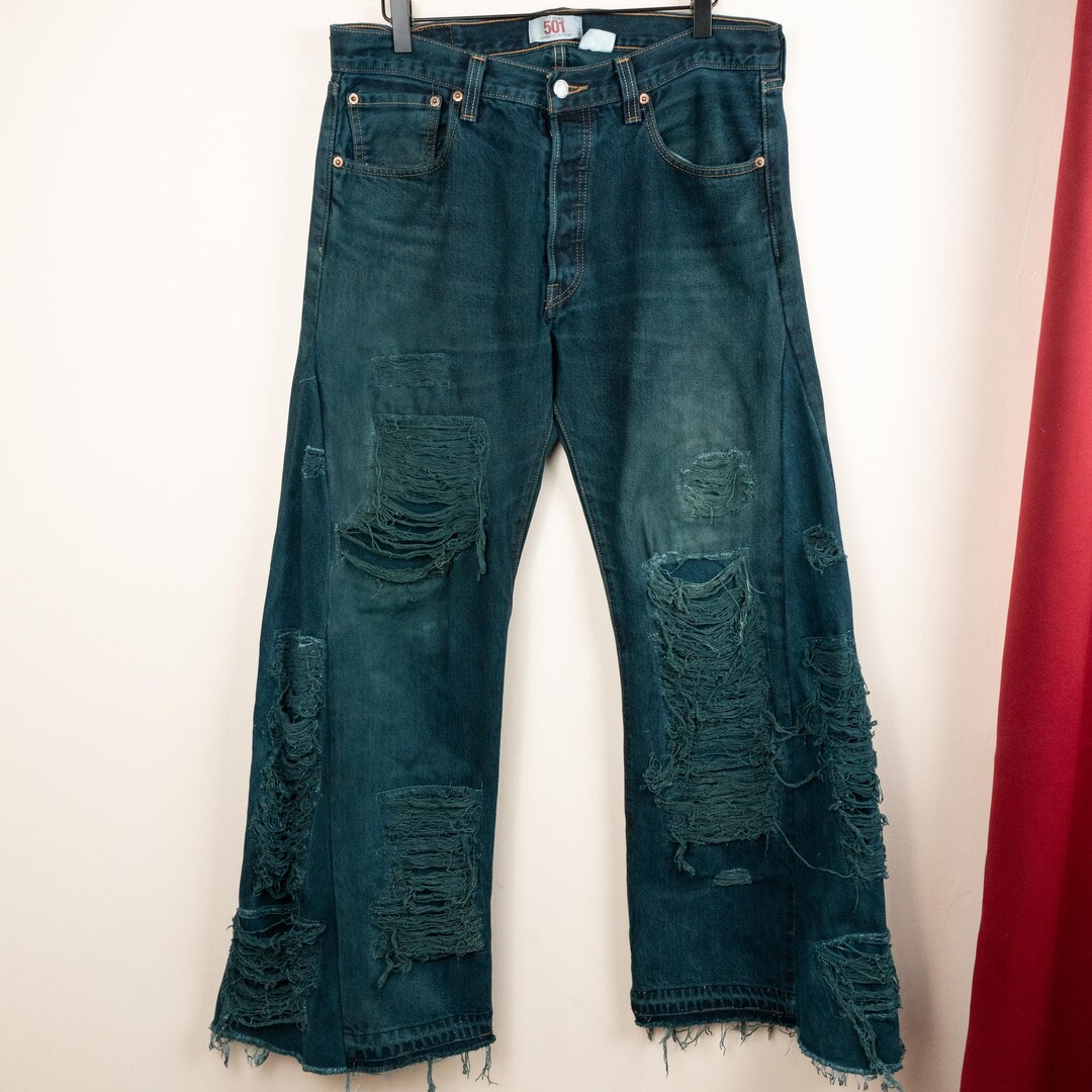 Custom Wide Leg Baggy Flared Denim / Reworked Denim / Upcycled Jeans ...