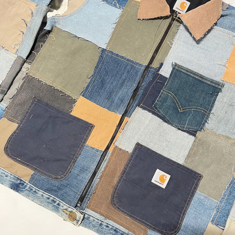 Upcycled Patchwork Chore Jacket, Reworked Jacket, Handmade Jacket ...