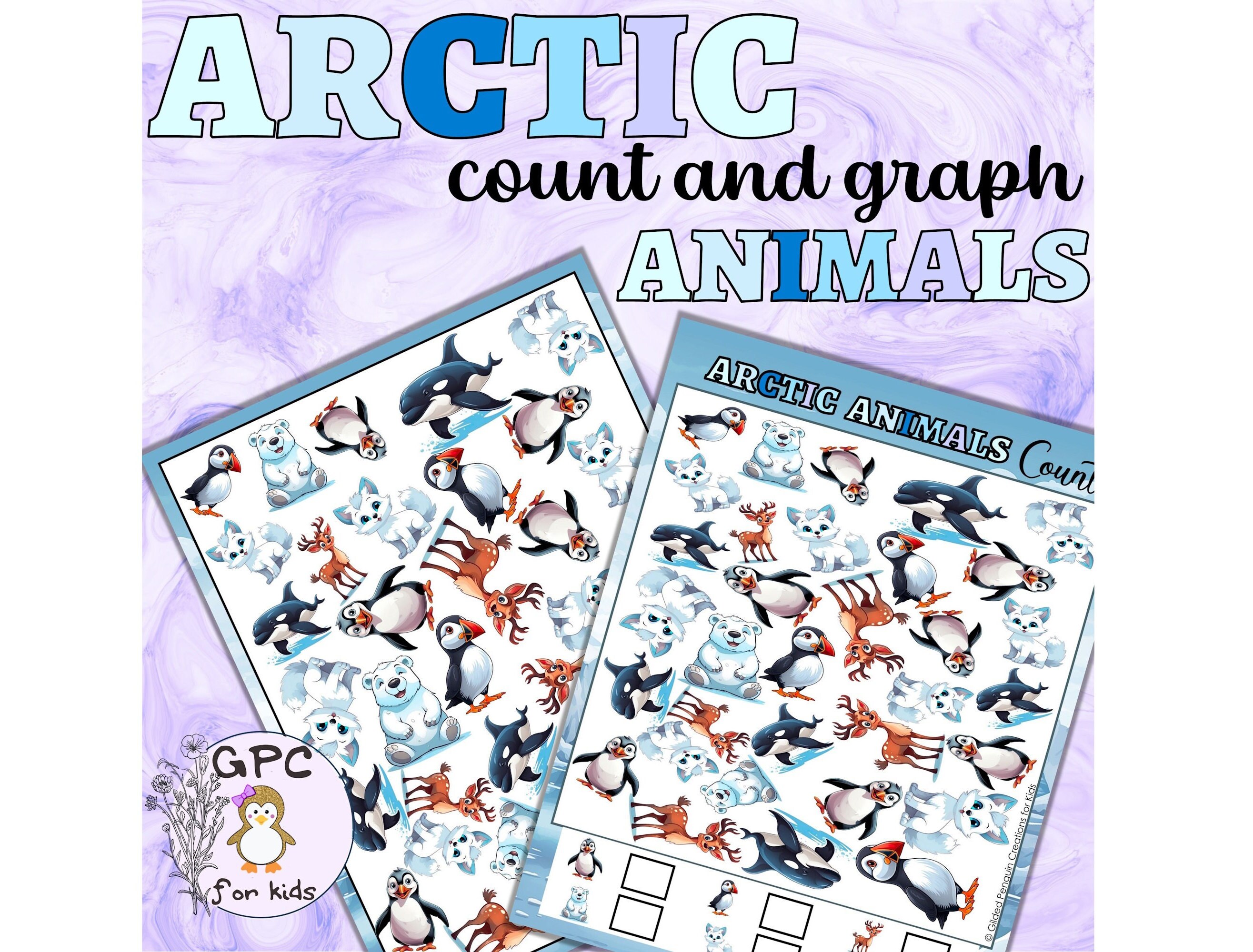 Arctic Animals Math I Spy Printable Worksheets Count and Graph for ...