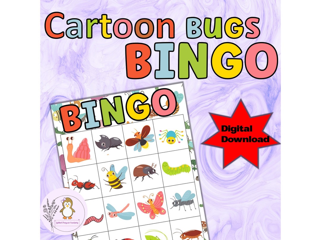 Spring Cartoon Bugs Bingo Printable 30 Unique Insect Themed 4x4 Cards ...