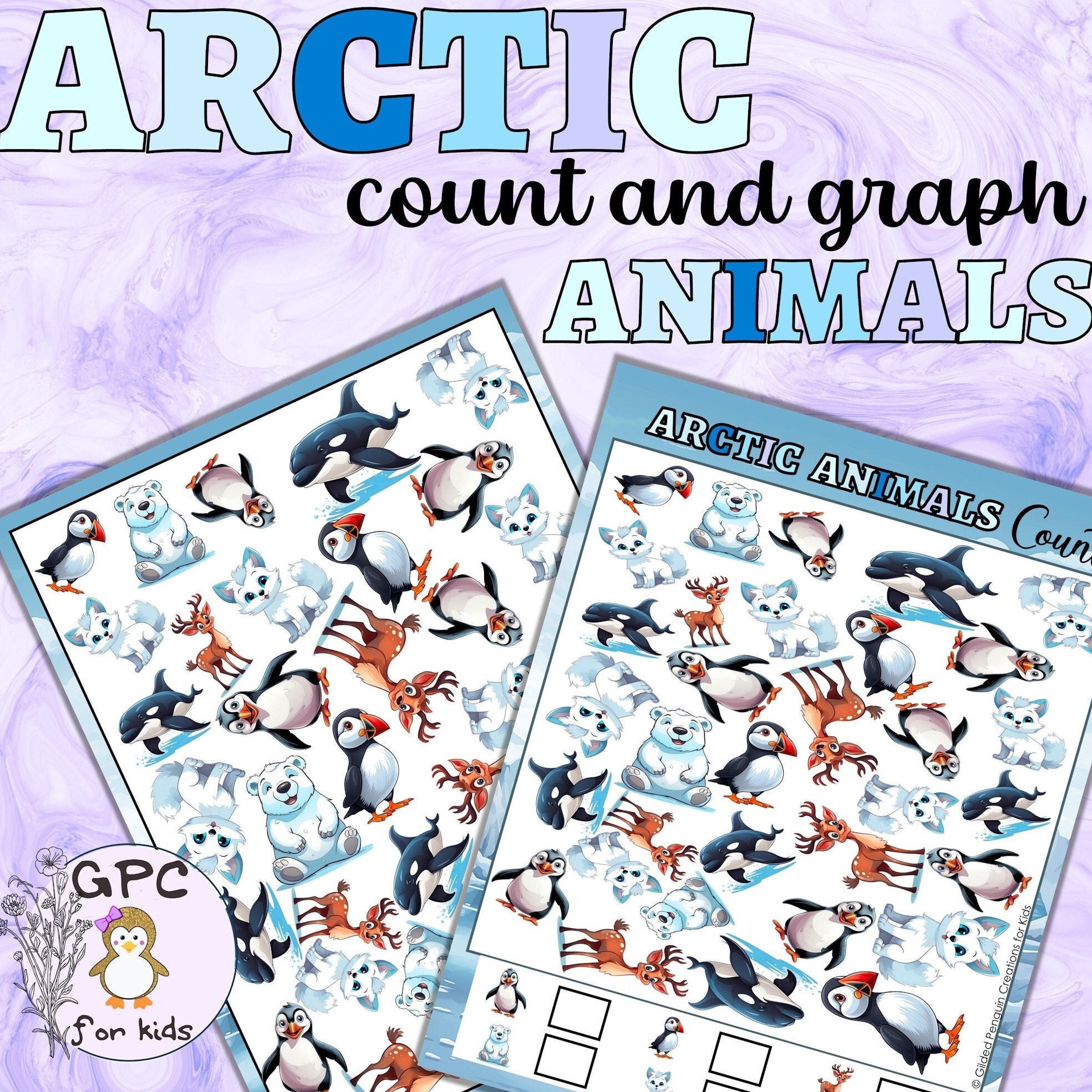 Arctic Animals Math I Spy Printable Worksheets Count and Graph for ...