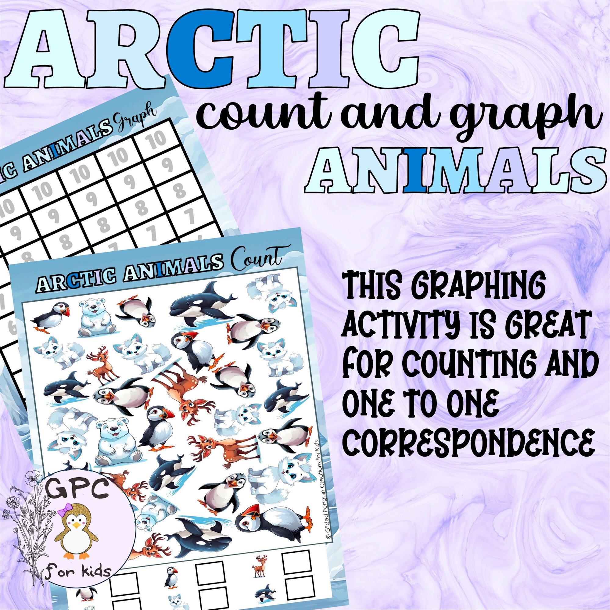 Arctic Animals Math I Spy Printable Worksheets Count and Graph for ...