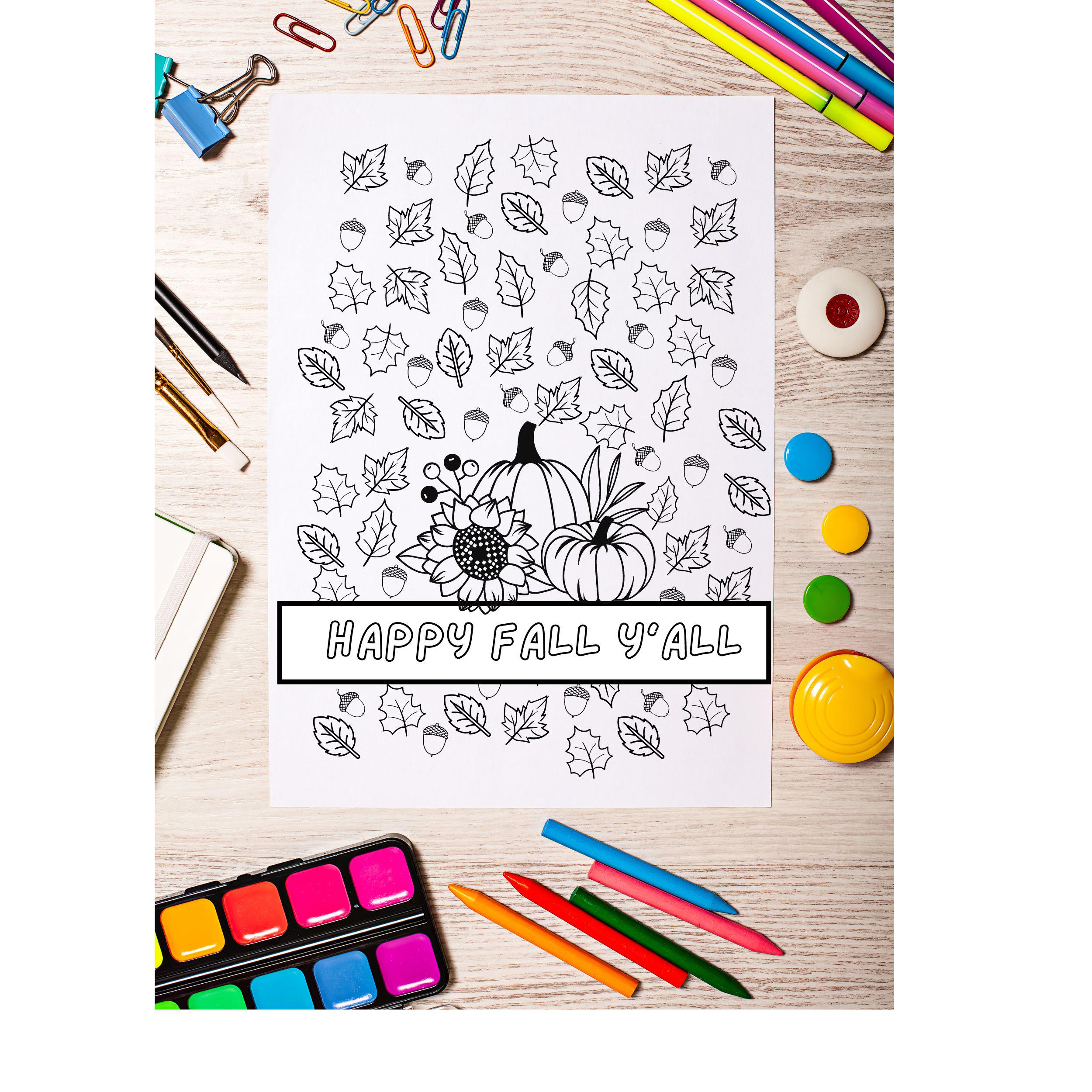Fall Coloring Pages. 10 Cute Kids Coloring Pages in JPEG Printables ...