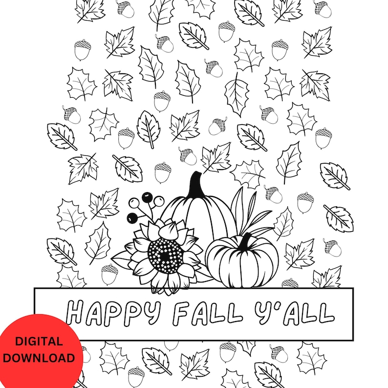 Fall Coloring Pages. 10 Cute Kids Coloring Pages in JPEG Printables ...
