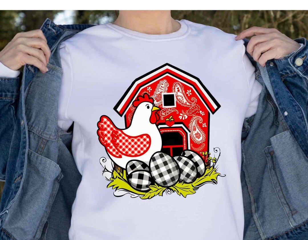 Gingham Chicken Farm Plaid Paisley Digital Design PNG, Sublimation, Dtf ...
