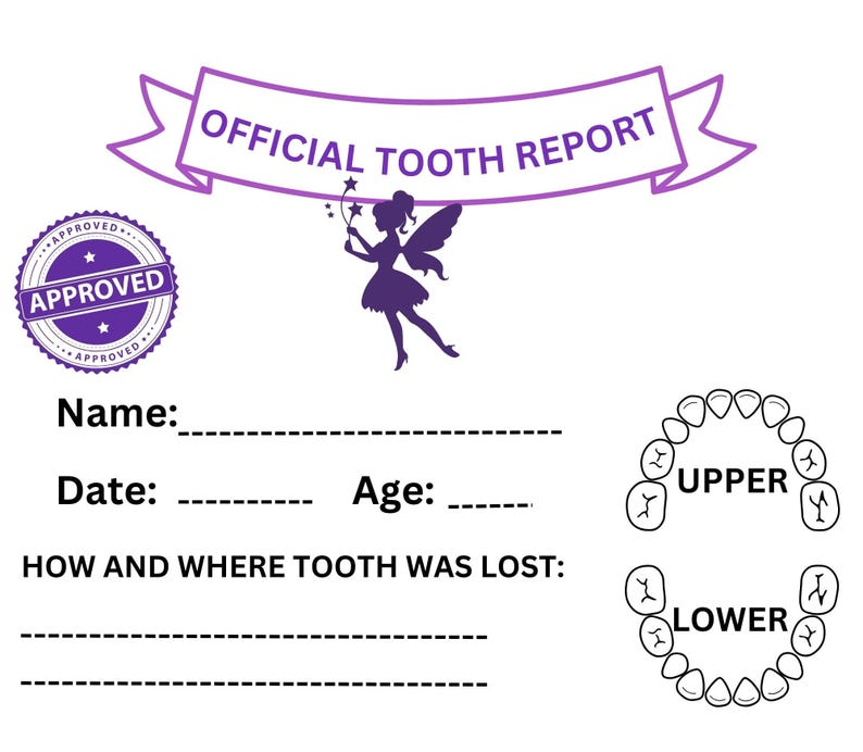 Kids Tooth Fairy Letter, Certificates, Teeth Brushing Chart Digital ...