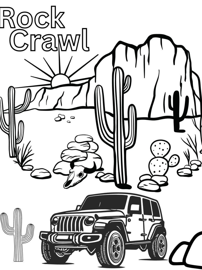 Offroad Rock Crawling Coloring Pages, Digital Print, Kid Worksheet ...