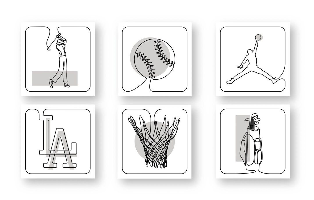 6 Pack Line Art Sports Posters - Etsy
