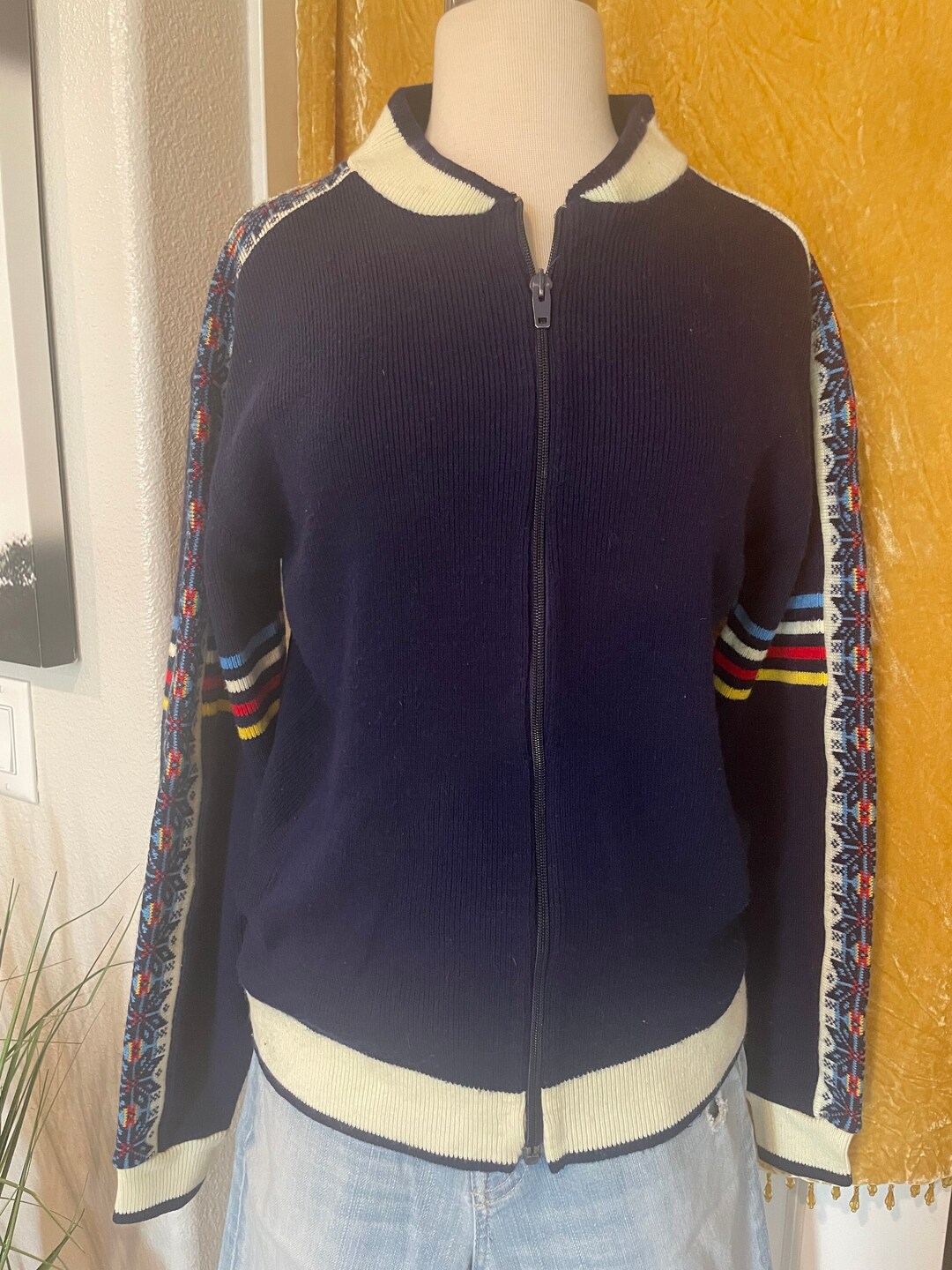 Alpine Snowflake Zip-up Cardigan Sweater - Etsy