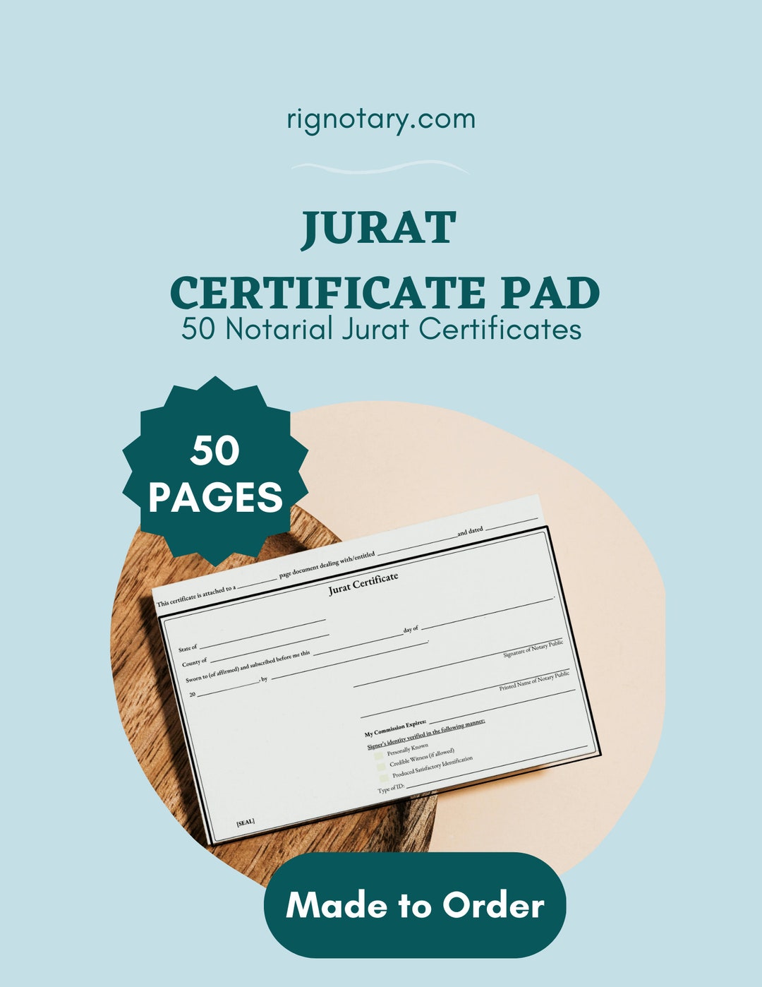 Notary Jurat Certification Pad - Etsy