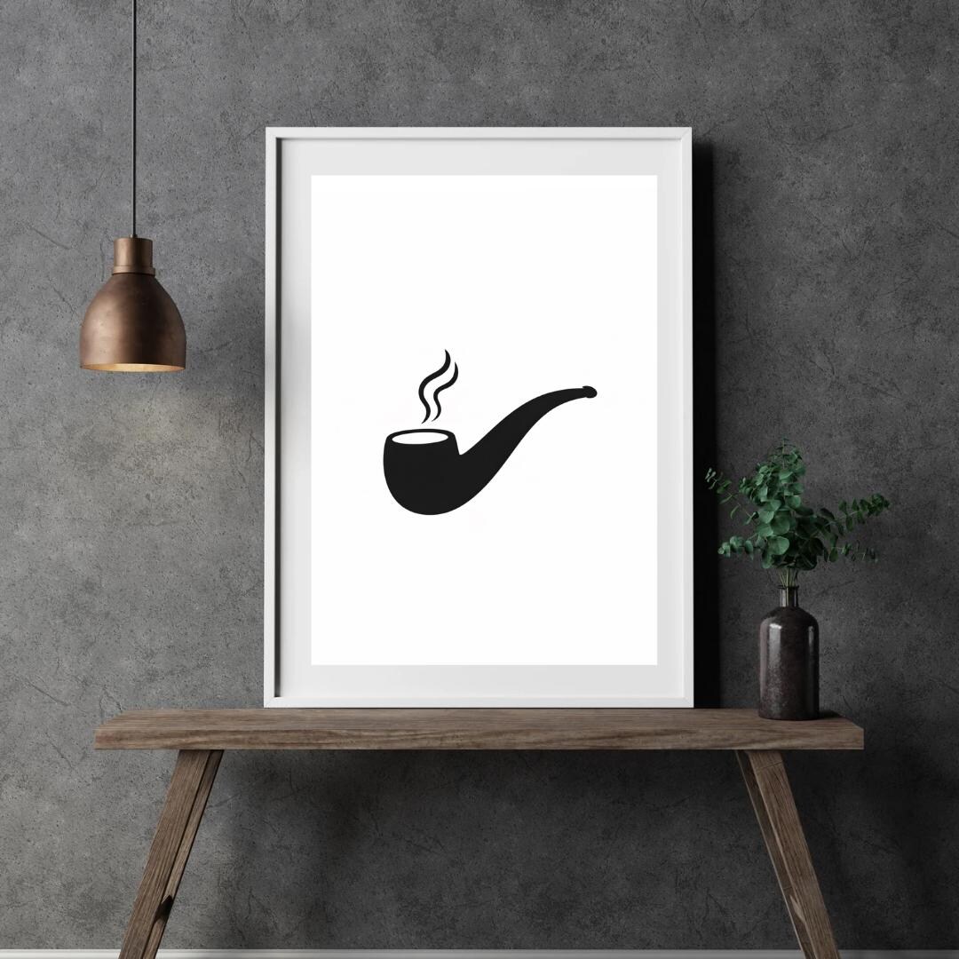 Nautical Poster A3 Captain's Pipe Black and White Minimal Art Digital ...