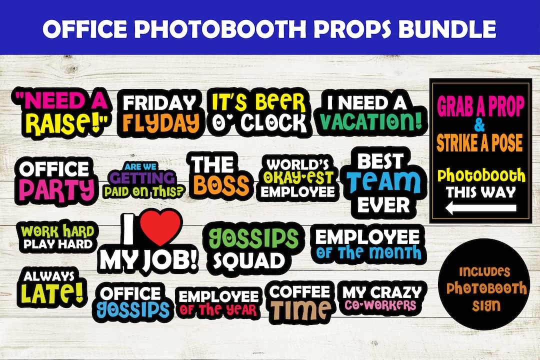 40 Office Party Photobooth Props Printables, Fun Team Activity Funny ...