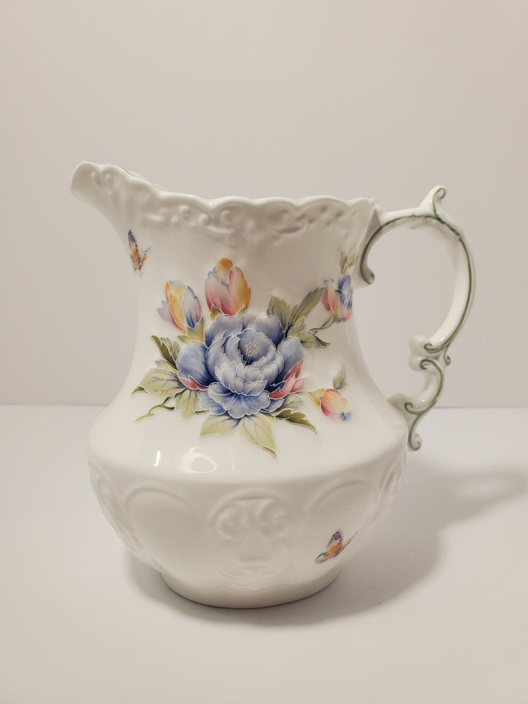 Vintage Aynsley Fine Bone China Floral Pitcher in the Celeste Pattern ...