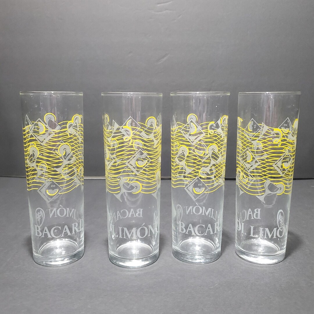 Vtg Bacardi Limon 7" Highball Barware Set of 4 Glasses by Libbey ...