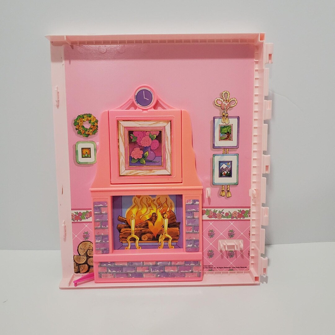 Vtg Mattel 1992 Barbie Fireplace Clock Fold N Fun House REPLACEMENT ...
