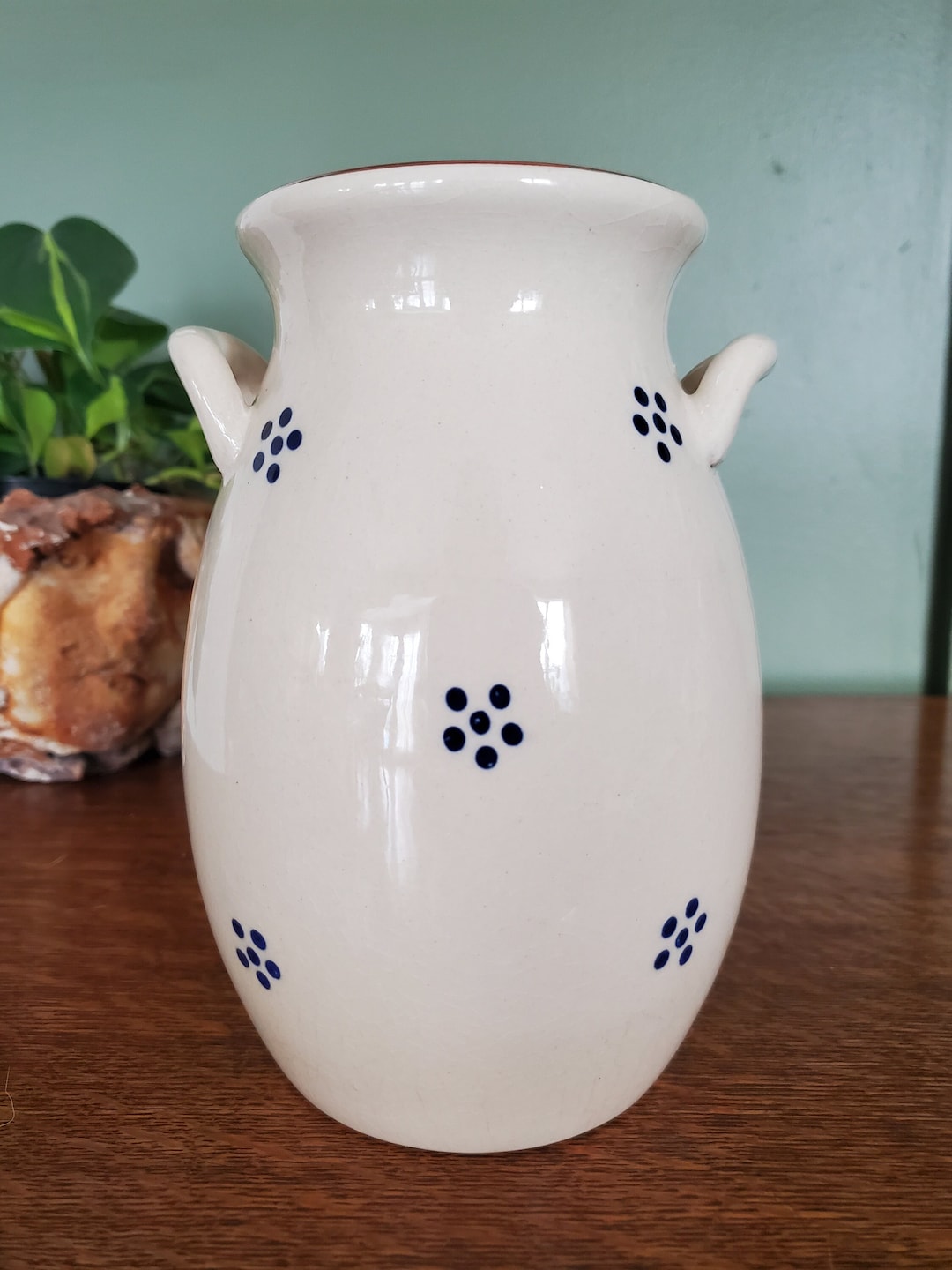 Vintage Milk Jug - Gailstyn Sutton Milk Jug 1984 - Beige W/ Blue Dot ...
