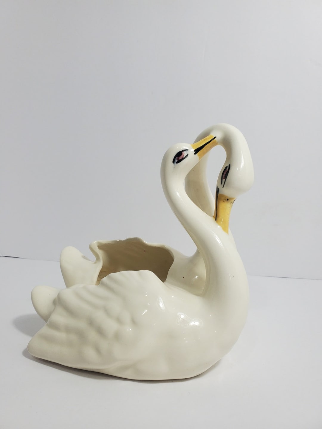 Vintage White Double Swan Planter Camark 1950's - Etsy