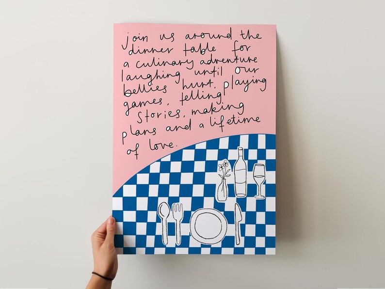 Dinner Table Print, Kitchen Gallery Wall Art, Typography Wall Art ...