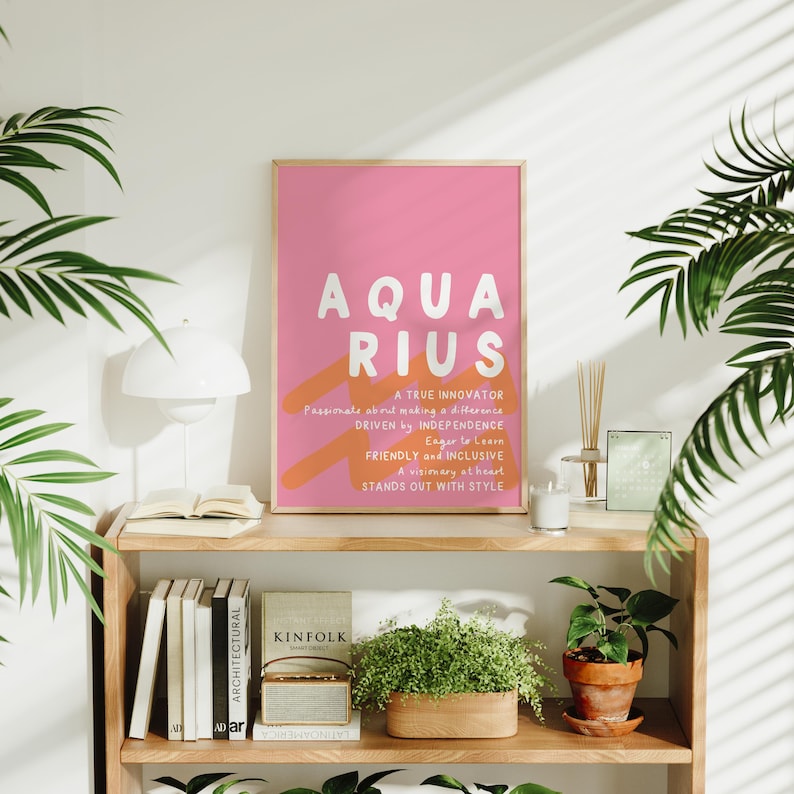 AQUARIUS Print Zodiac Poster Star Sign Wall Art Aquarius Wall Art ...