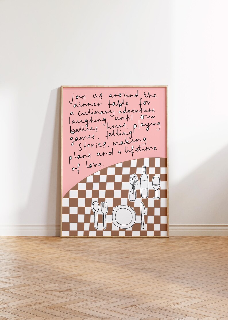 Dinner Table Print, Kitchen Gallery Wall Art, Typography Wall Art ...