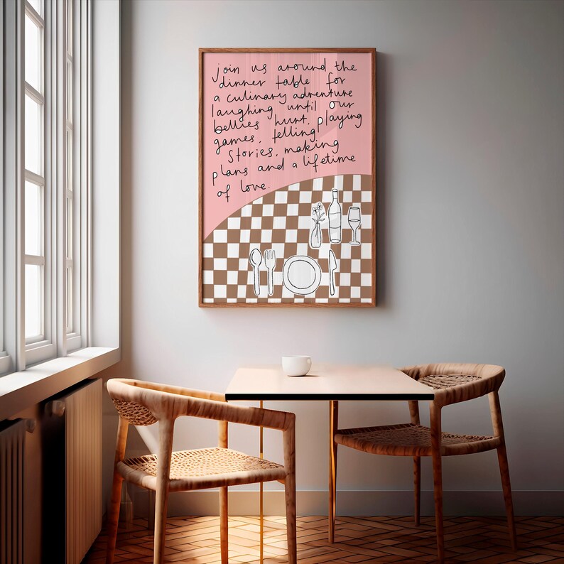 Dinner Table Print, Kitchen Gallery Wall Art, Typography Wall Art ...