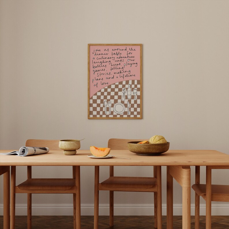 Dinner Table Print, Kitchen Gallery Wall Art, Typography Wall Art ...