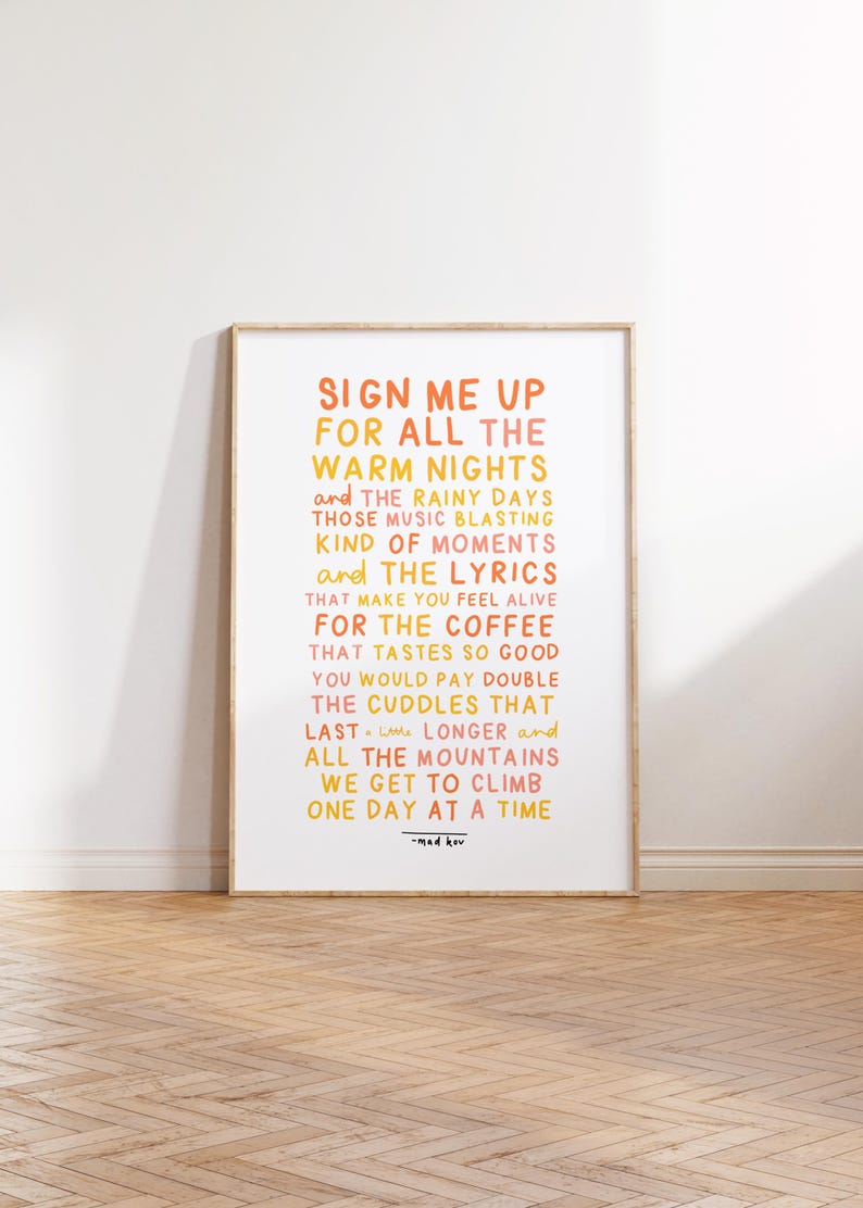 SIGN ME UP Quote Poem Print, Inspirational Typography, Trendy Poster ...