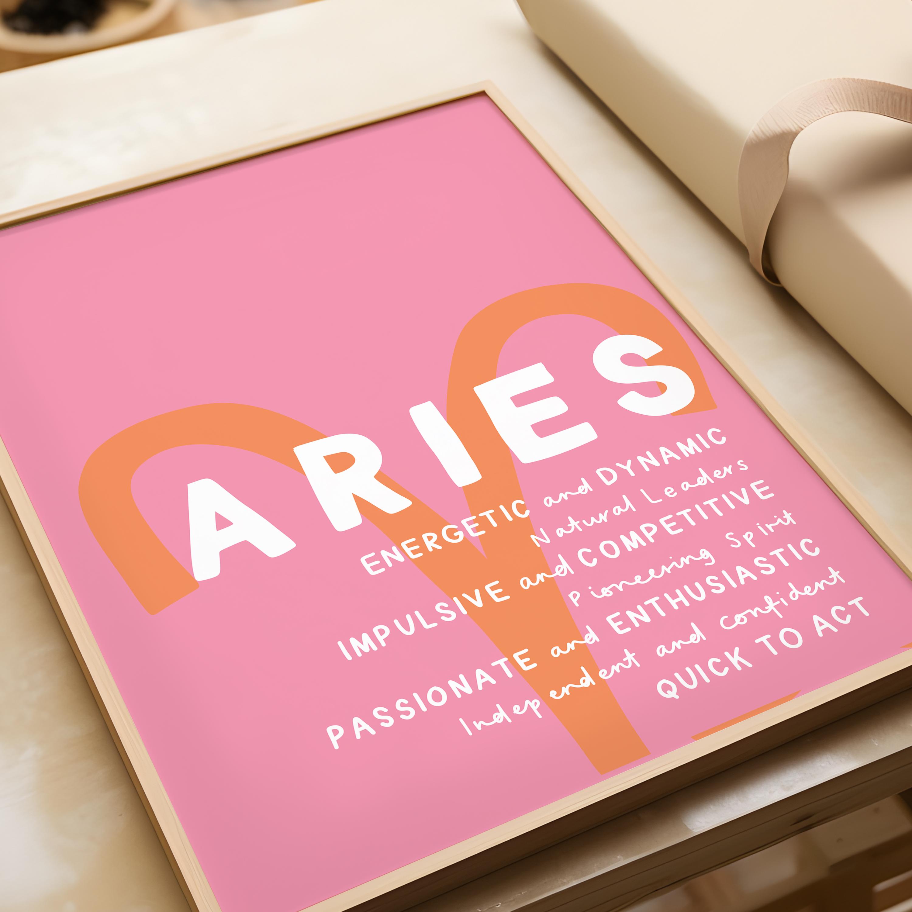 ARIES Print Zodiac Poster Star Sign Wall Art Aries Wall Art Trendy ...