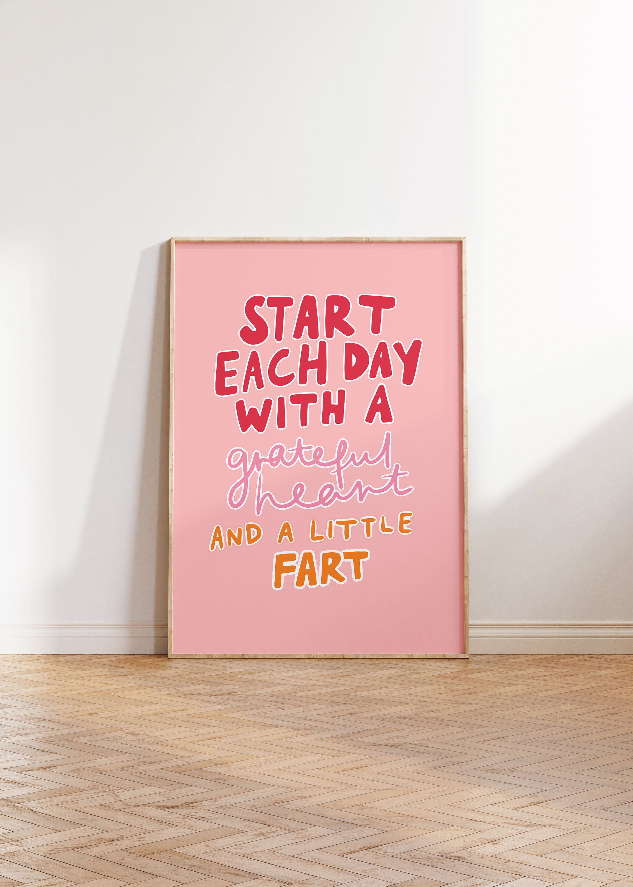 Grateful Heart Little Fart Art Print, Funny Wall Art, Colourful ...
