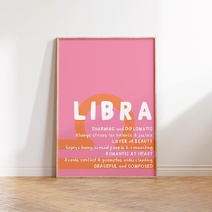 LIBRA Print Zodiac Poster Star Sign Wall Art Libra Wall Art Trendy ...