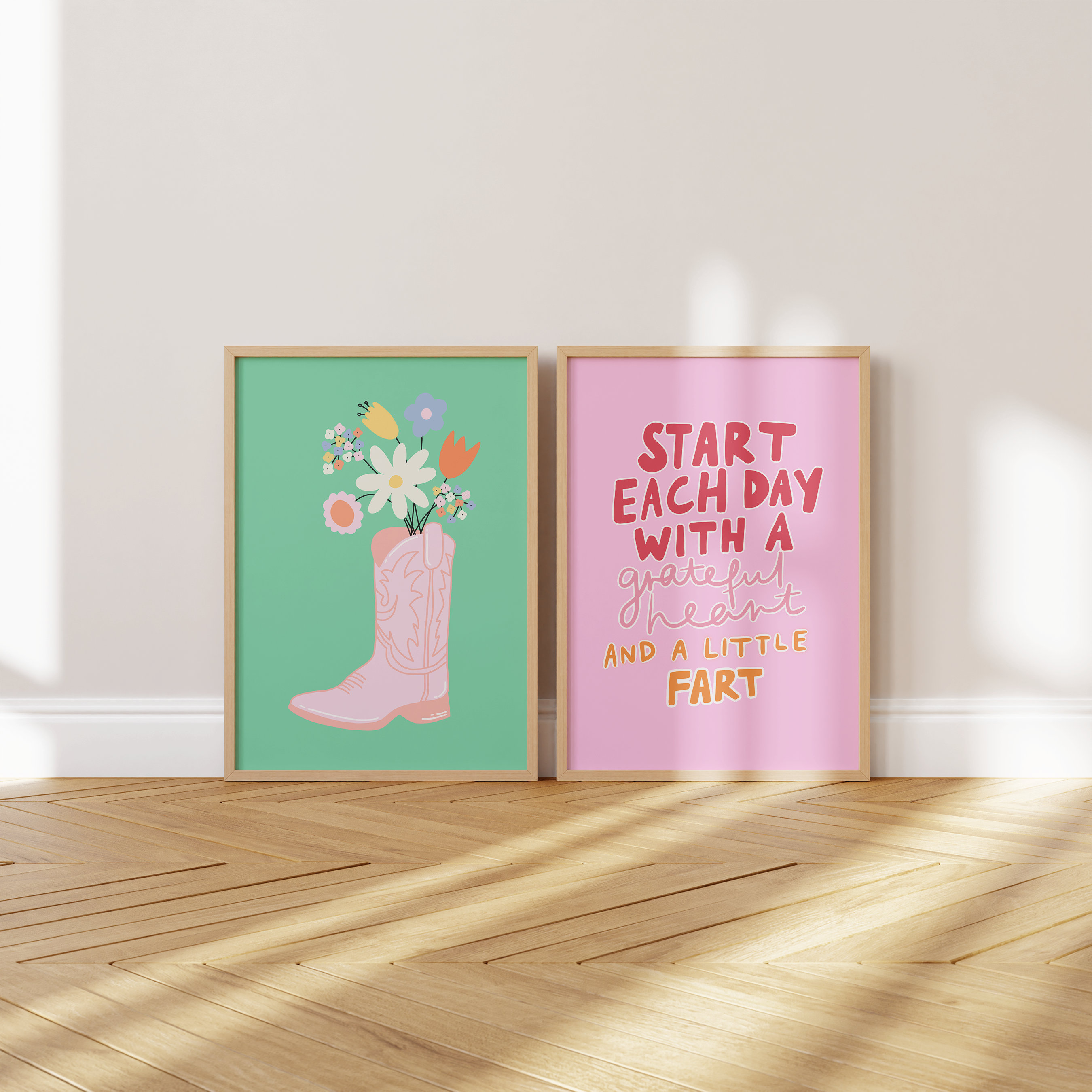 Grateful Heart Little Fart Art Print, Funny Wall Art, Colourful ...