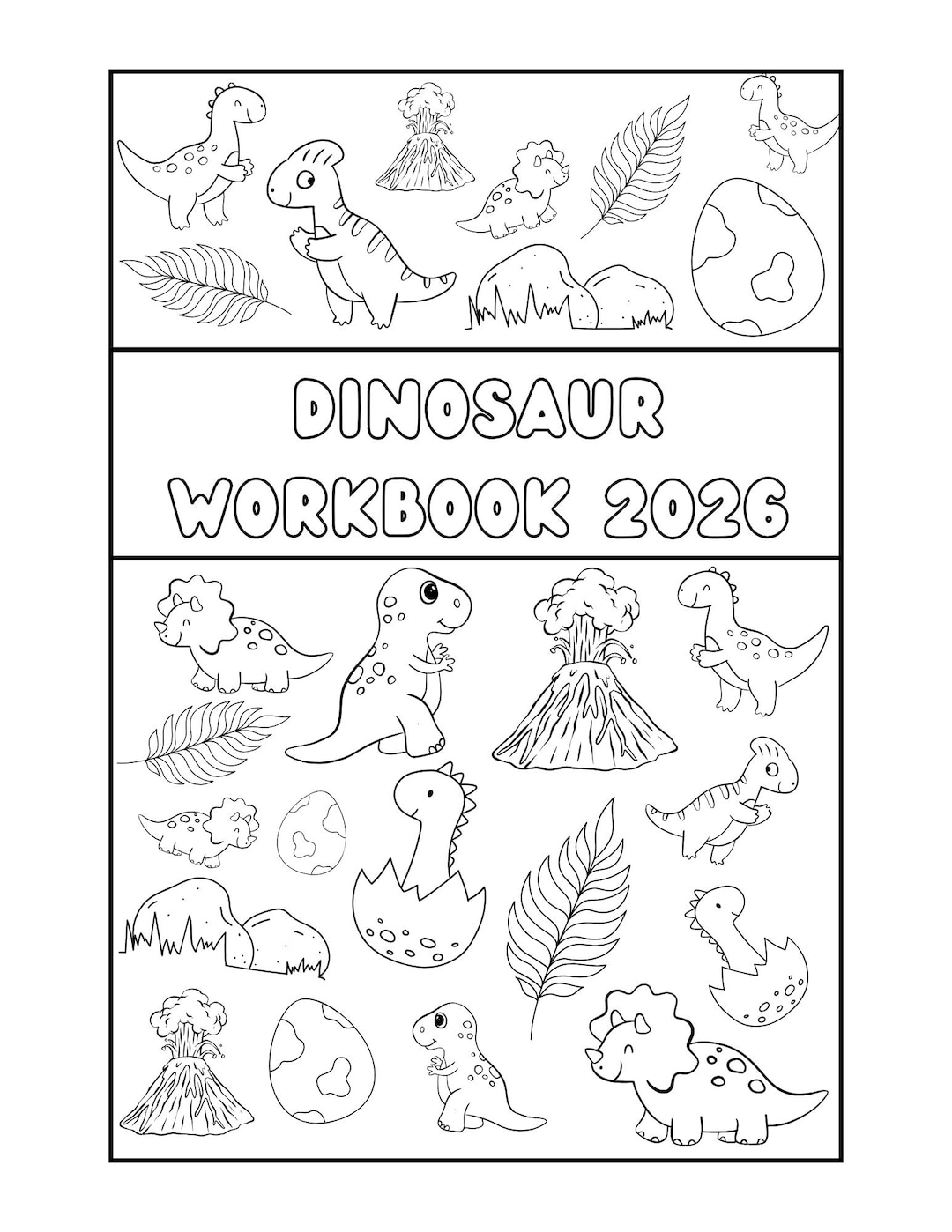 Dinosaur Colouring Workbook 2026 - Etsy