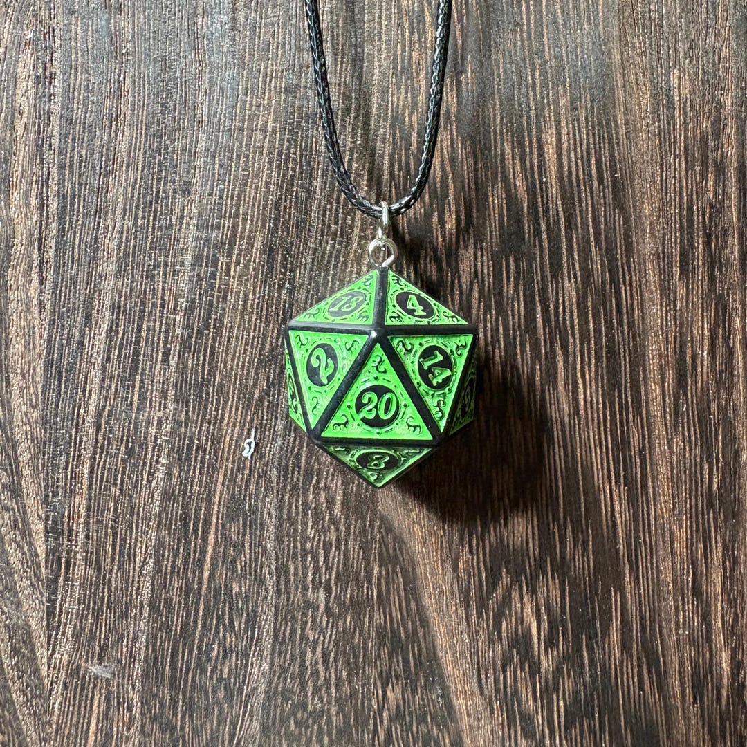 Full Size Retro Green D20 Dice Necklace - Green Gaming Jewelry - Etsy