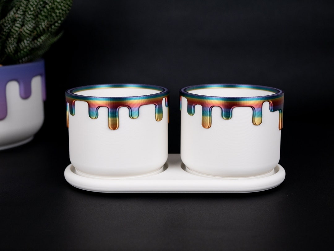 Drippy Duo - 3" Planters for Succulents (silk Rainbow Gradient) - Two ...