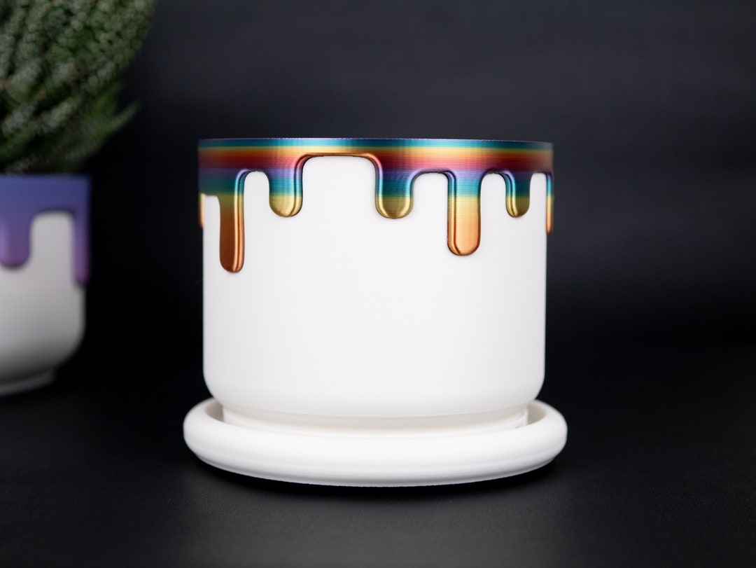 Drippy - Rainbow Planter 3-5 Inch With Drainage and Drip Tray (white ...