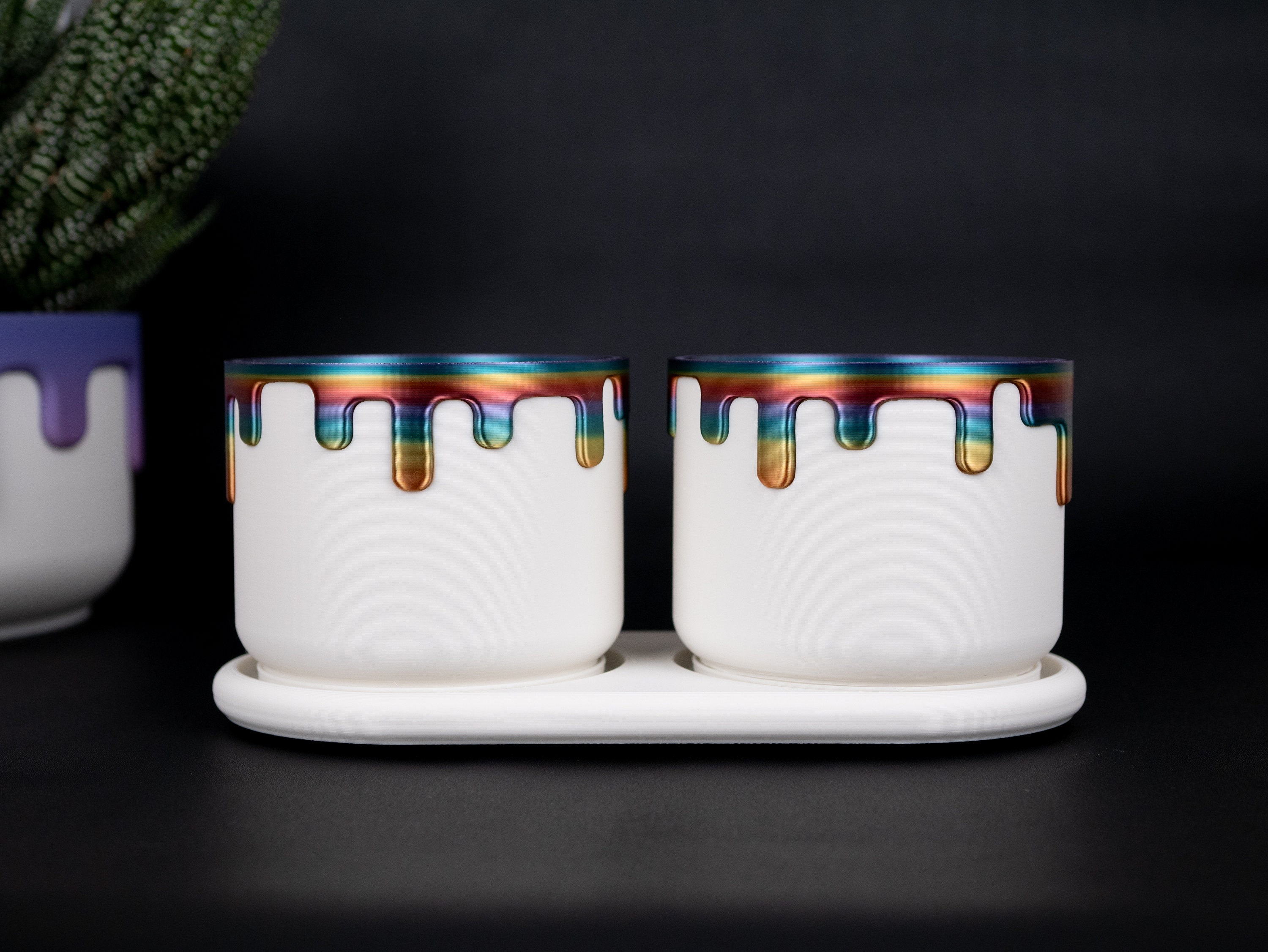 Drippy Duo - 3" Planters for Succulents (silk Rainbow Gradient) - Two ...