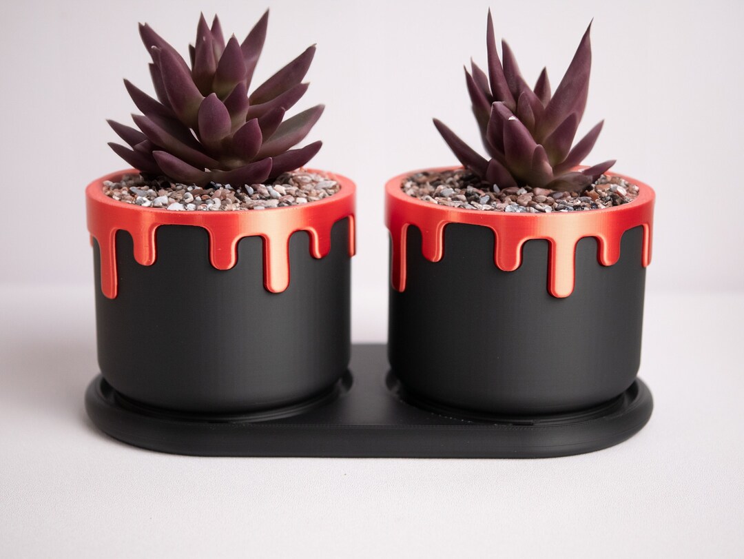 Devious Duo Succulent Planter - 3" Dual Tone Matte Black With Matte or ...