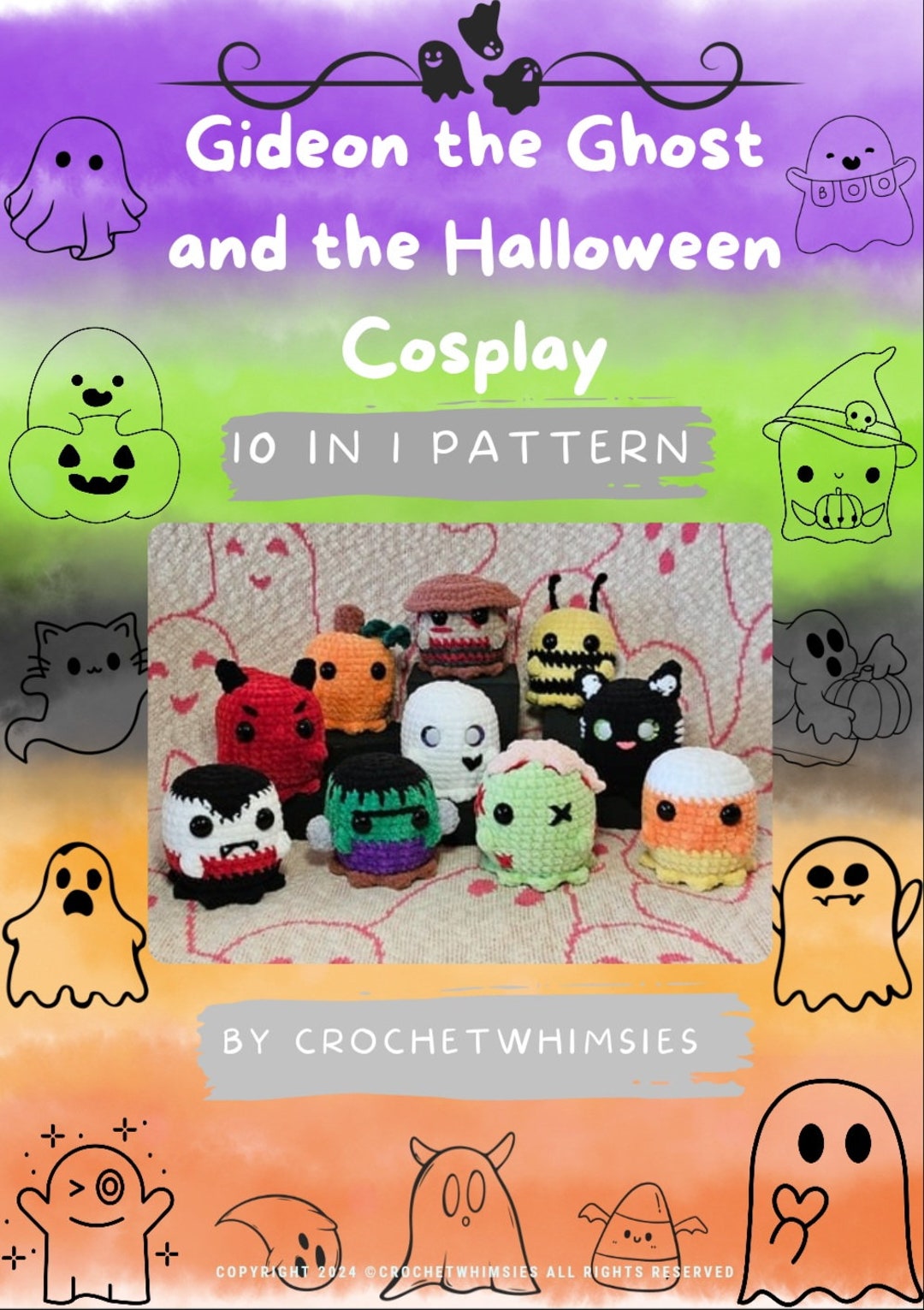 Crochet PDF Pattern: Gideon the Ghost and the Halloween Cosplay, 10-in ...