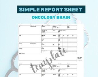 Nurse Report Sheet, Nurse Brain Sheet, Med/oncology Report Sheet, Oncology Nurse, Oncology SBAR ...