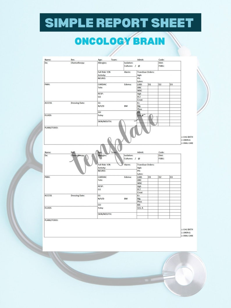 Simple Oncology Report Sheet - Etsy
