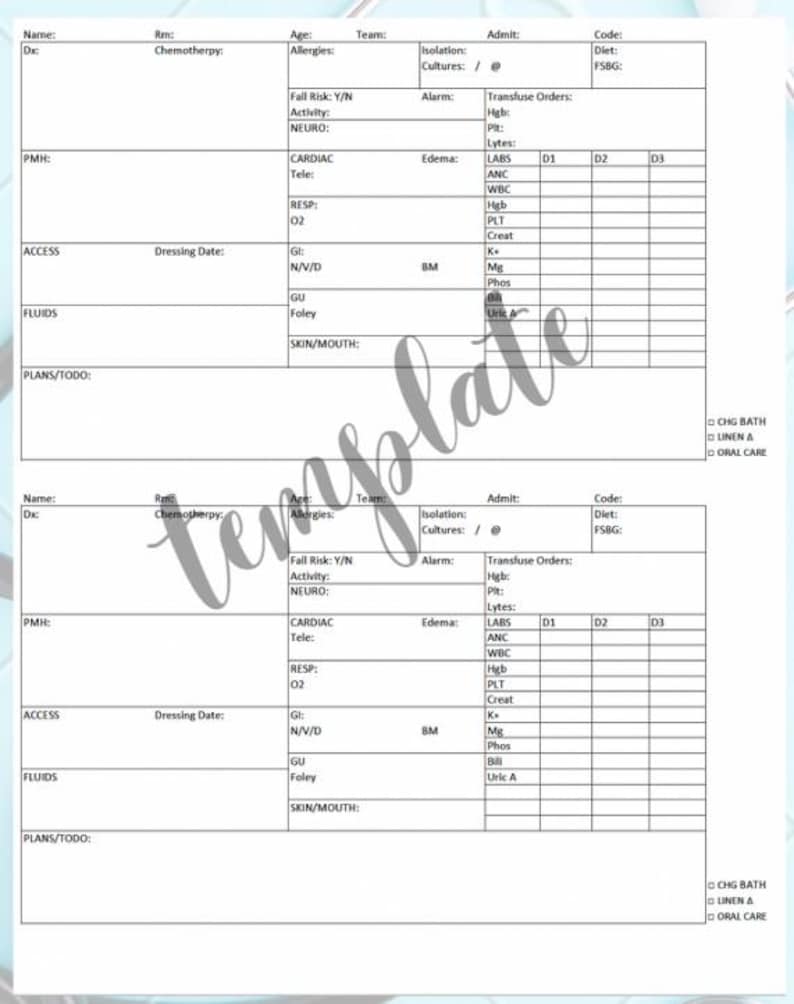 Simple Oncology Report Sheet - Etsy