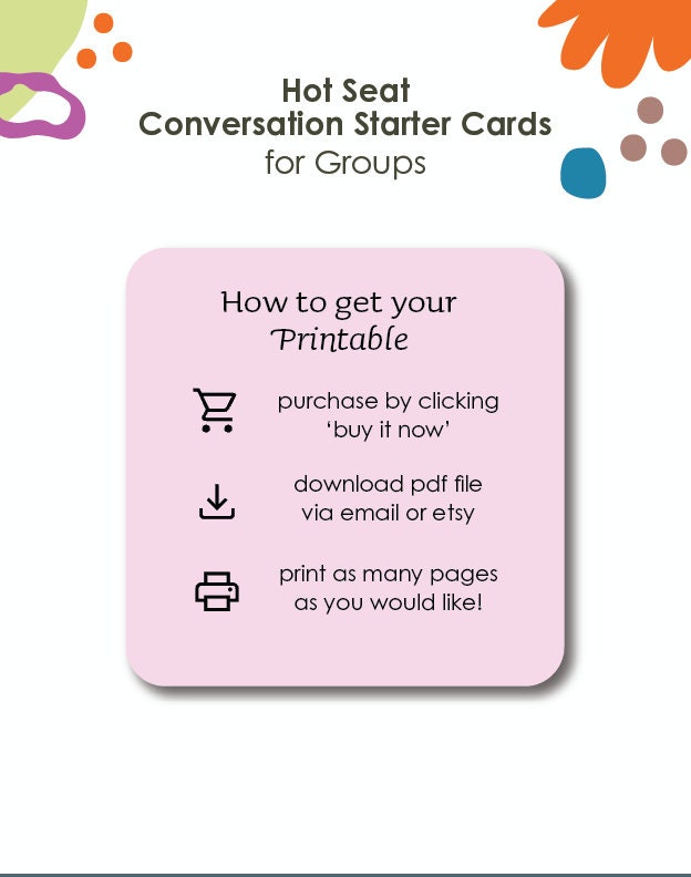 Conversation Cards Hot Seat Conversation Starter Cards Icebreaker Card ...