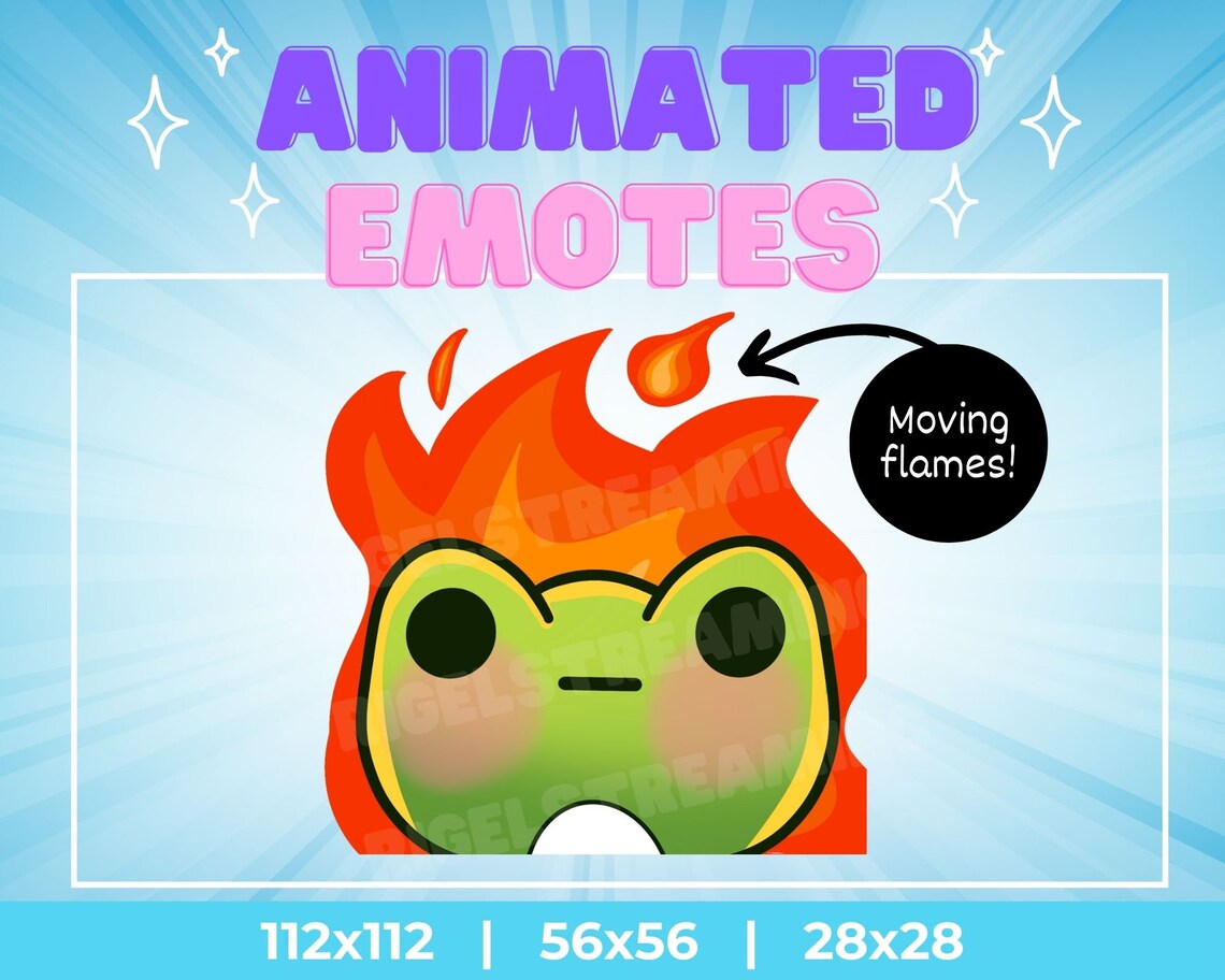 Animated Kawaii Frog on Fire Hellmo Meme Twitch Kick Discord Emotes ...