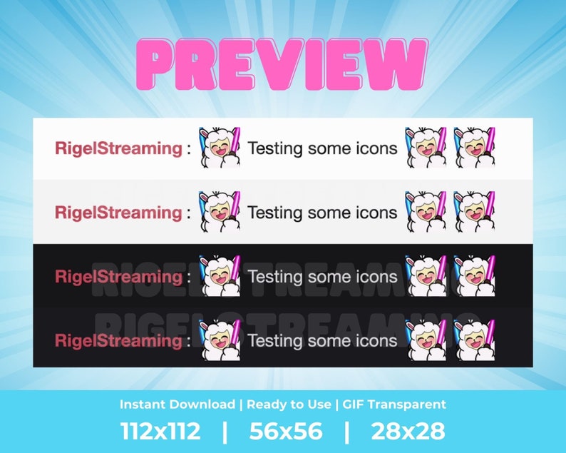 Kawaii Animated Llama Rave Glow Stick Light Stick Emotes for Twitch ...